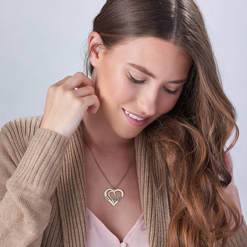Engraved Couples Necklace with Diamonds in Gold Vermeil - Theo Grace