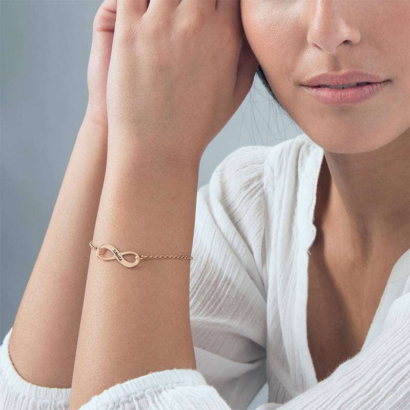 Engraved Infinity Bracelet in Rose Gold Plating - Theo Grace