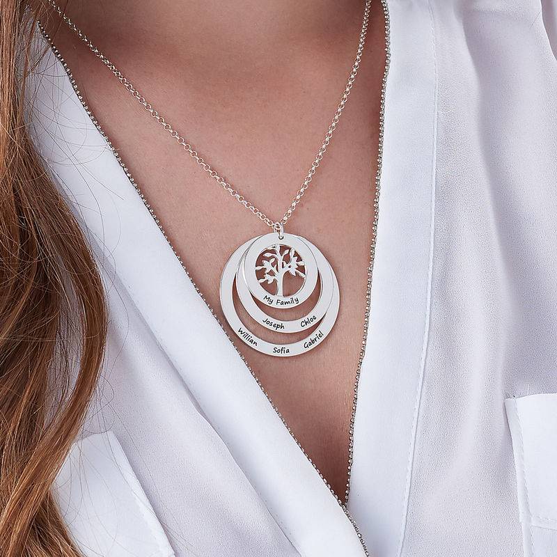 Family Circle Necklace with Hanging Family Tree in Sterling Silver ...