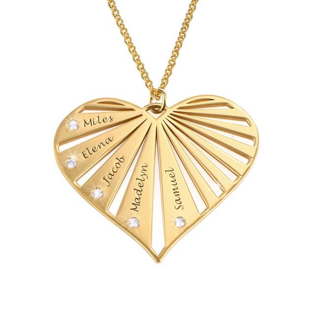 Family Heart Necklace with Diamonds in Gold Vermeil - Theo Grace