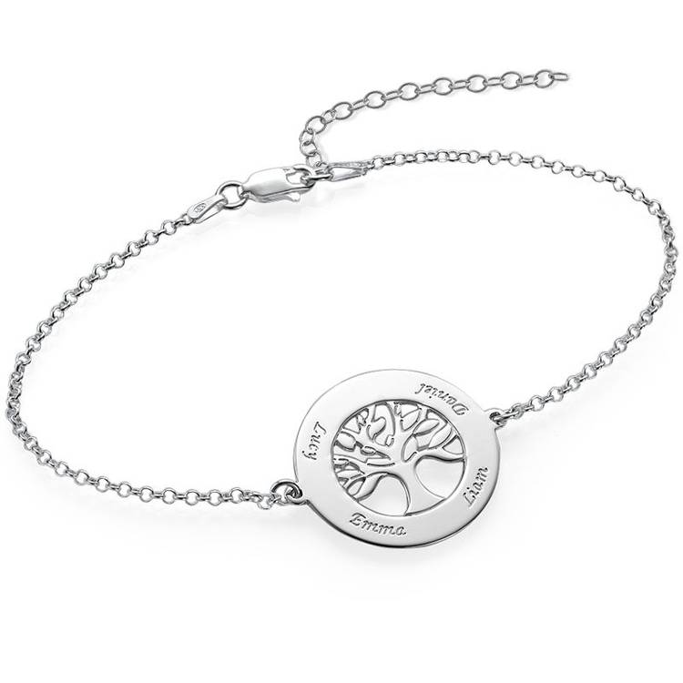 Family Tree Bracelet with Engraving in Sterling Silver - Theo Grace