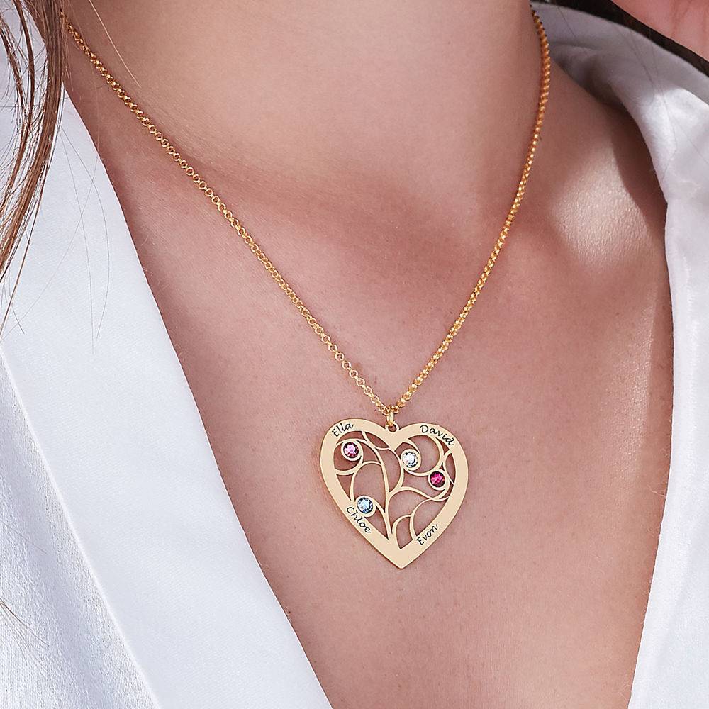 Heart Family Tree Necklace with Birthstones in 18K Gold Vermeil - Theo ...