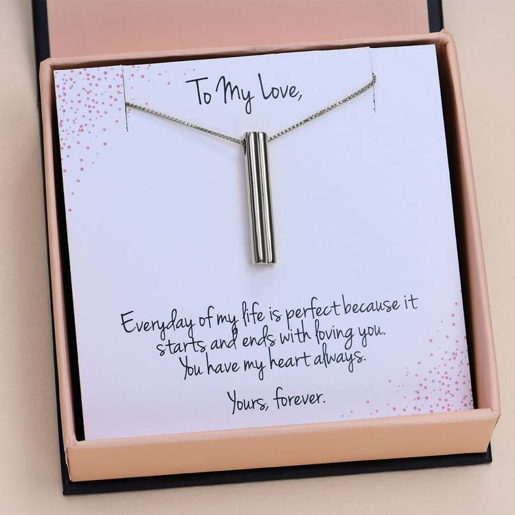 Heart Shaped 3D Bar Necklace in Sterling Silver with Prewritten Gift ...