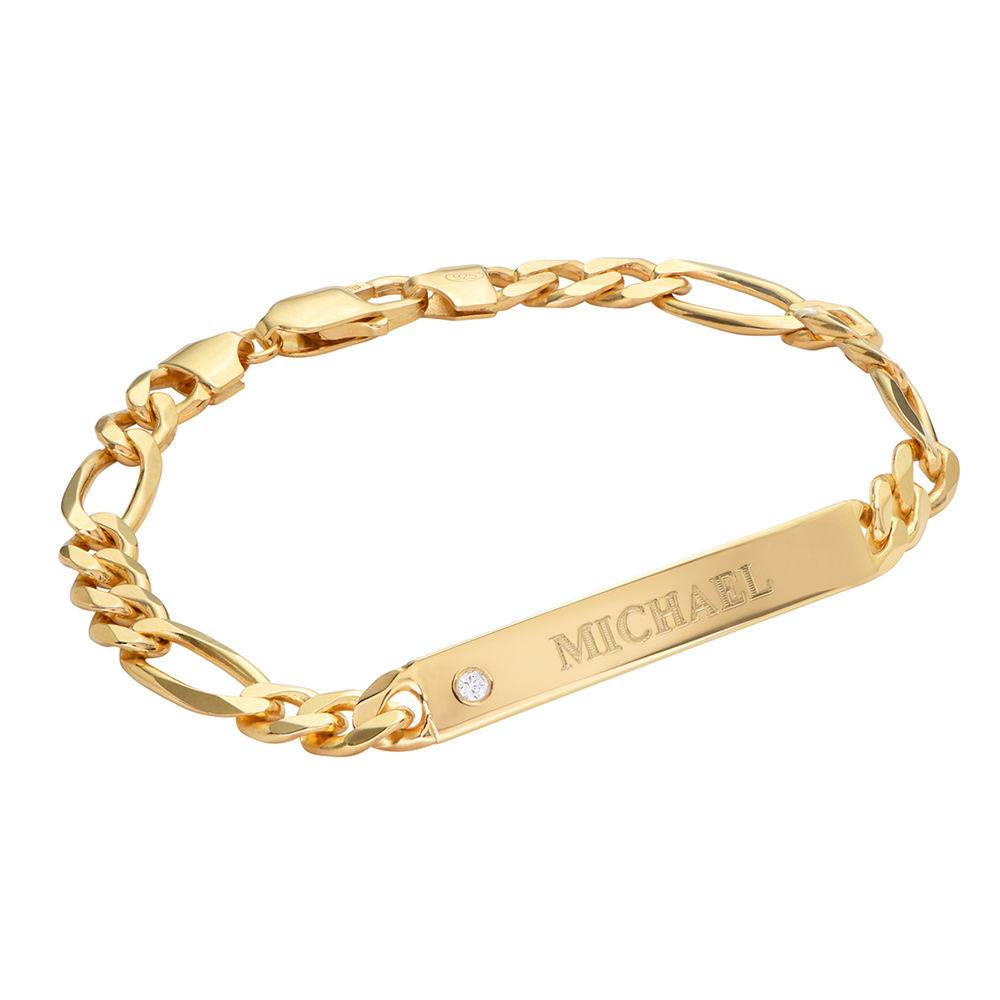 Amigo ID Bracelet for Men with Diamond in Gold Plating - Theo Grace