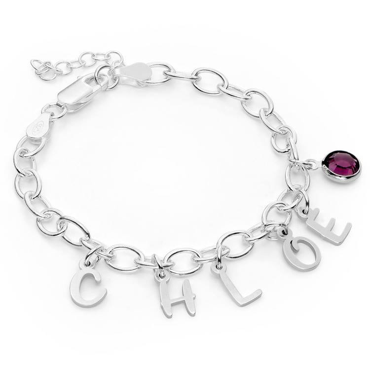 Letter Charm Bracelet for Girls in Sterling Silver - Theo Grace