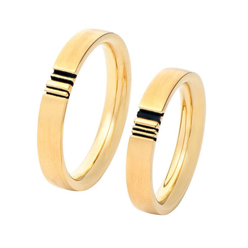 Matching Initial Couple's Promise Rings Set in Gold Plating - Theo Grace