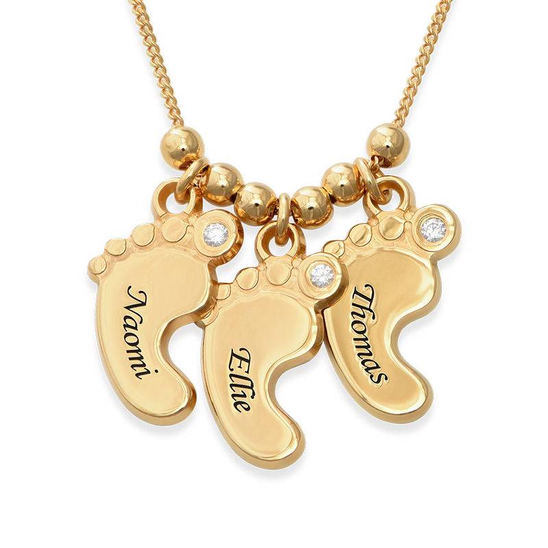Mom Jewelry - Baby Feet Necklace with Diamonds in Gold Plating - Theo Grace
