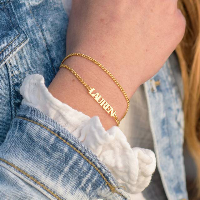 Name Bracelet / Anklet with Capital Letters in Gold Plating - Theo Grace