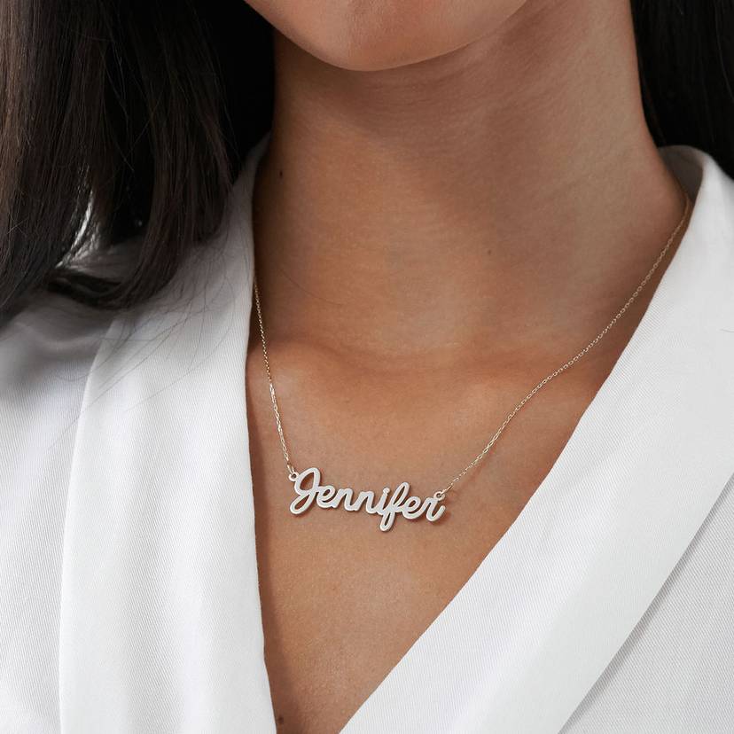 Personalized Cursive Name Necklace in 10K Solid White Gold - Theo Grace