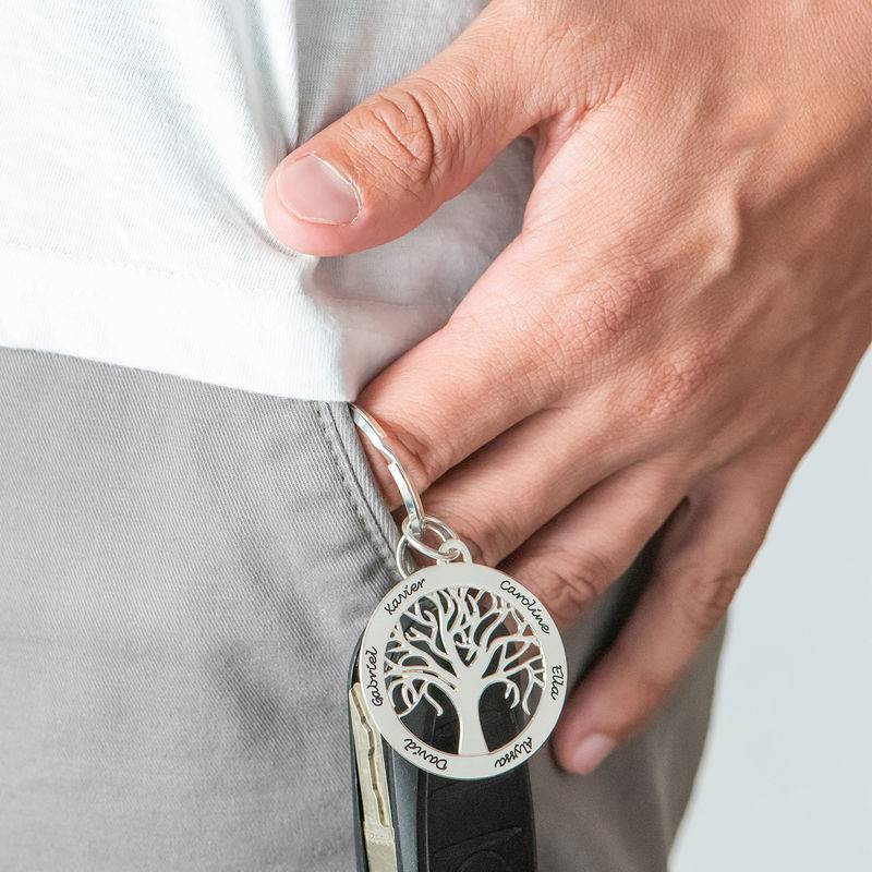 Personalized Family Tree Keychain in Sterling Silver - Theo Grace