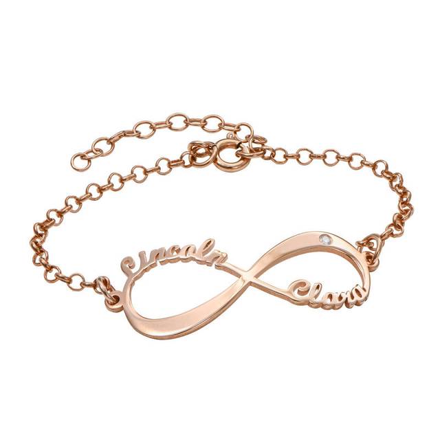 Personalized Infinity Name Bracelet with Diamond in Rose Gold Plating ...