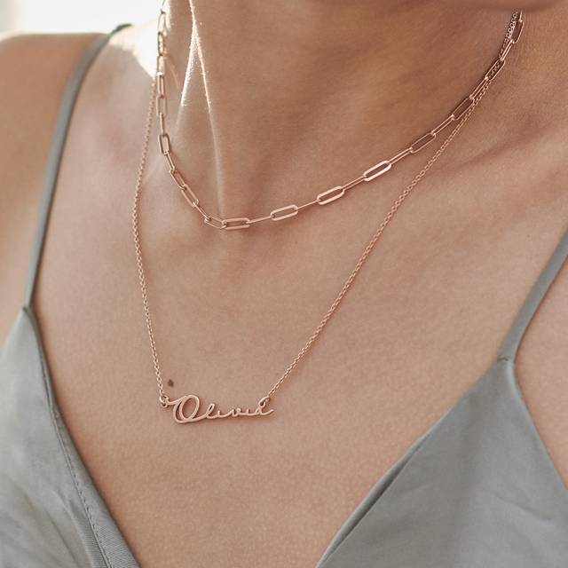 Signature Style Name Necklace in 18K Rose Gold Plating - Theo Grace