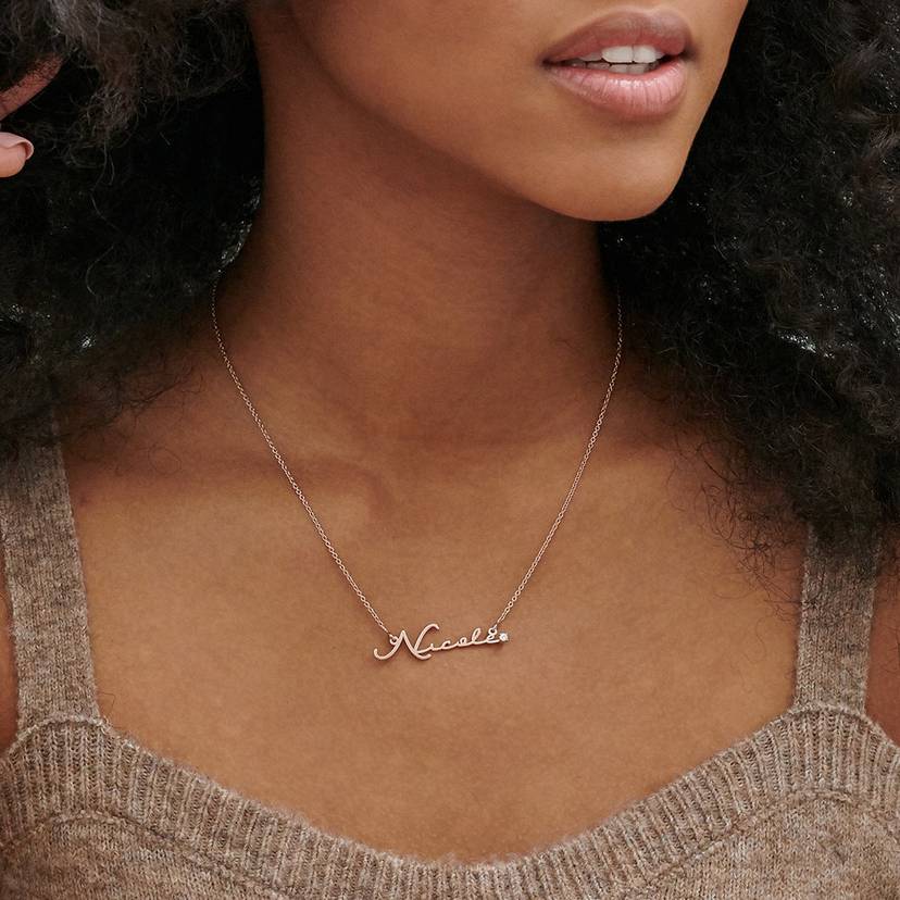 Signature Style Name Necklace with Diamond in 18K Rose Gold Plating ...