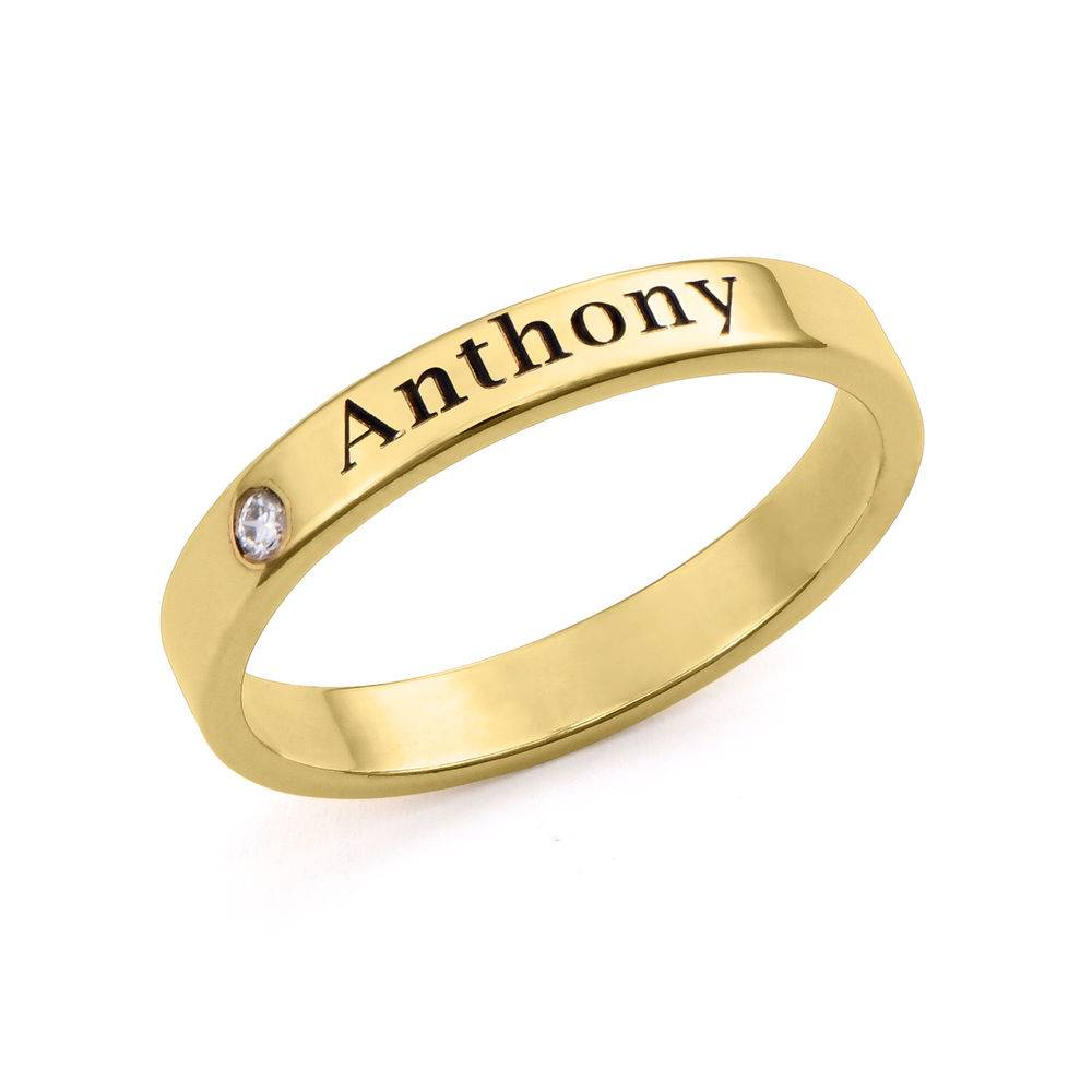 Stackable Diamond Name Ring in 18K Gold Plating - Theo Grace