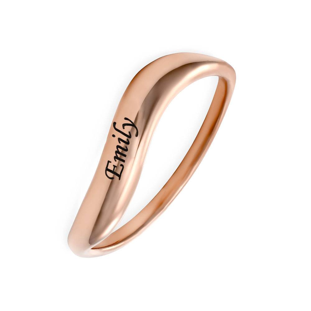 Stackable Wavy Name Ring in 18K Rose Gold Plating - Theo Grace