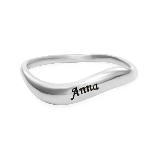Stackable Wavy Name Ring in Sterling Silver - Theo Grace