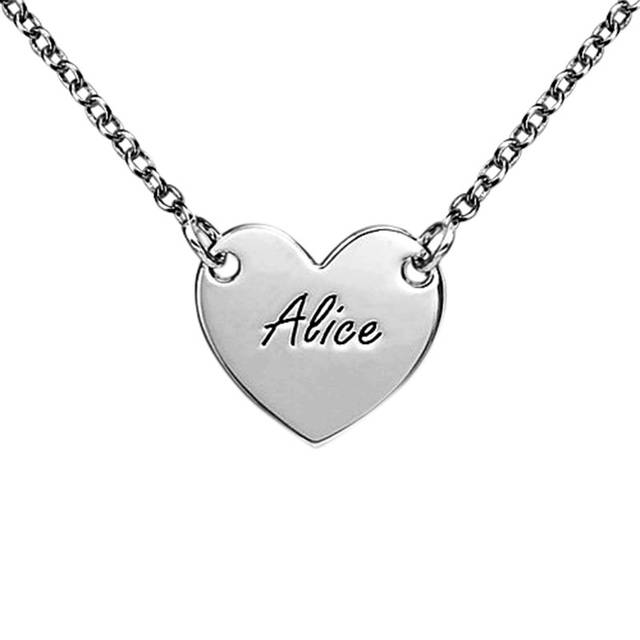 Engraved Heart Necklace in Sterling Silver - Theo Grace
