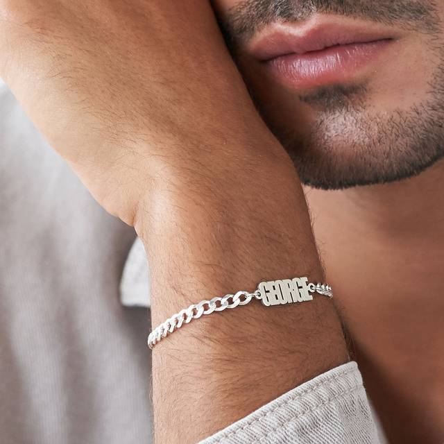 Thick Chain Name Bracelet in Sterling Silver - Theo Grace