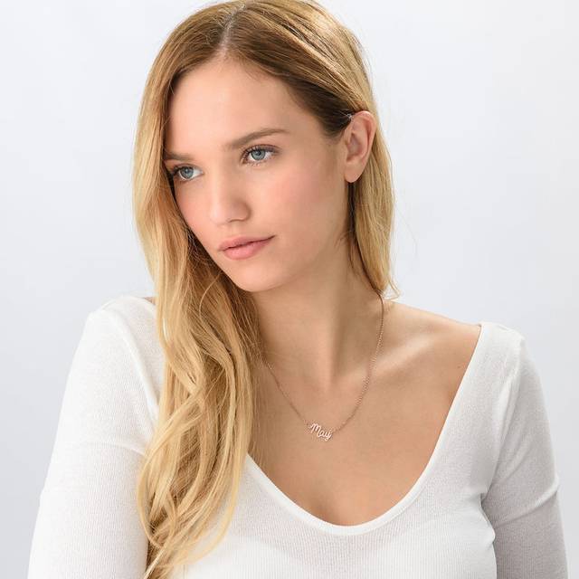 Tiny Cursive Name Necklace in Rose Gold Plating - Theo Grace
