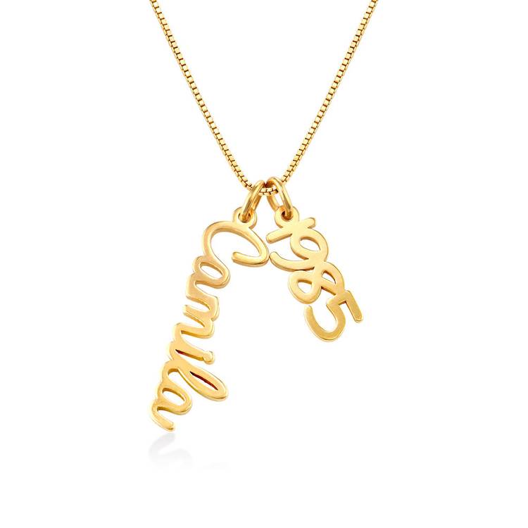 Vertical Cursive Name Necklace in 18K Gold Plating - Theo Grace ...