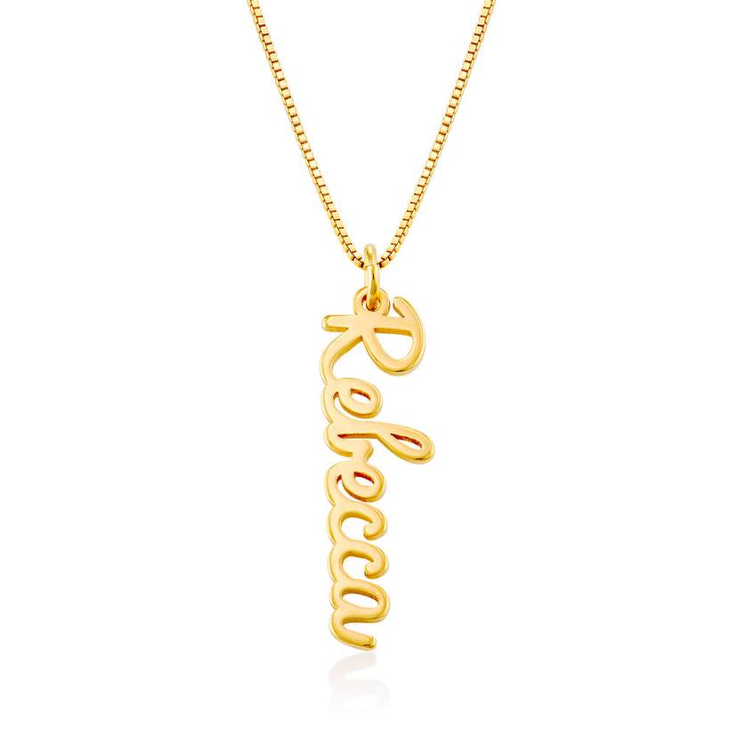 Vertical Cursive Name Necklace in 18K Gold Vermeil - Theo Grace ...
