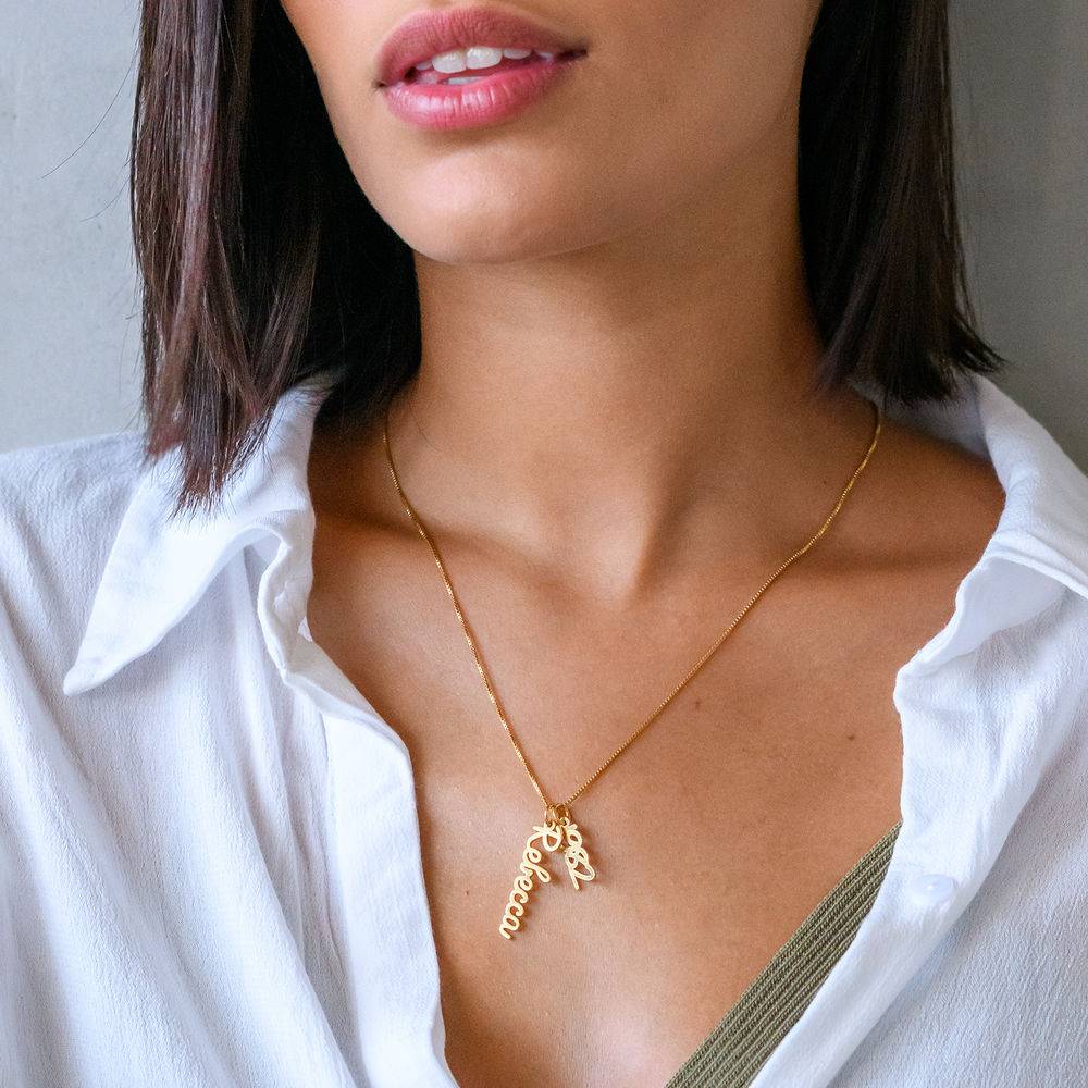 Vertical Cursive Name Necklace in 18K Gold Vermeil - Theo Grace ...