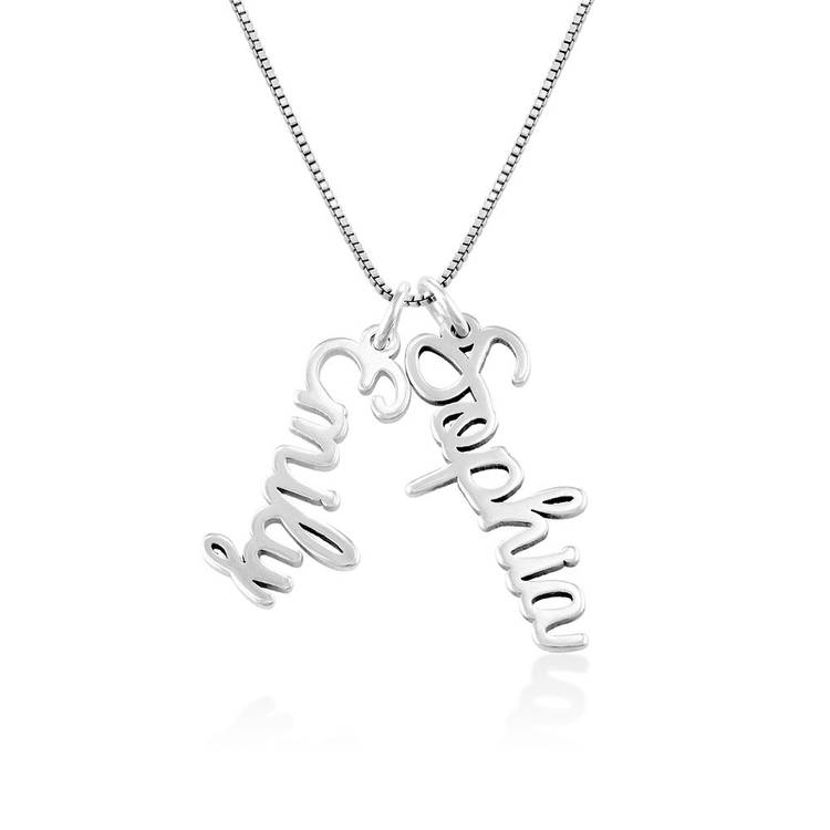 Vertical Cursive Name Necklace in Sterling Silver - Theo Grace ...