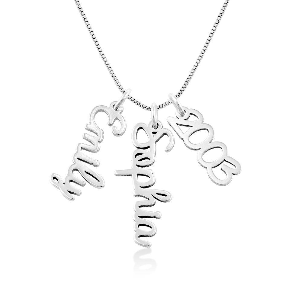 Vertical Cursive Name Necklace in Sterling Silver - Theo Grace